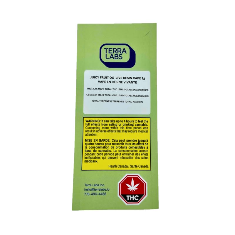 Terra Labs - Juicy Fruit - Pure Live Resin 510 Cart - Prairie Cannabis ...